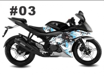 CUSTOM STICKER KIT FOR YAMAHA R15 VERSION 2 BLACK N WHITE COMBINATION ...